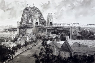 Pen and Ink Drawing of Sydney Harbour Bridge – Pen and Ink Techniques