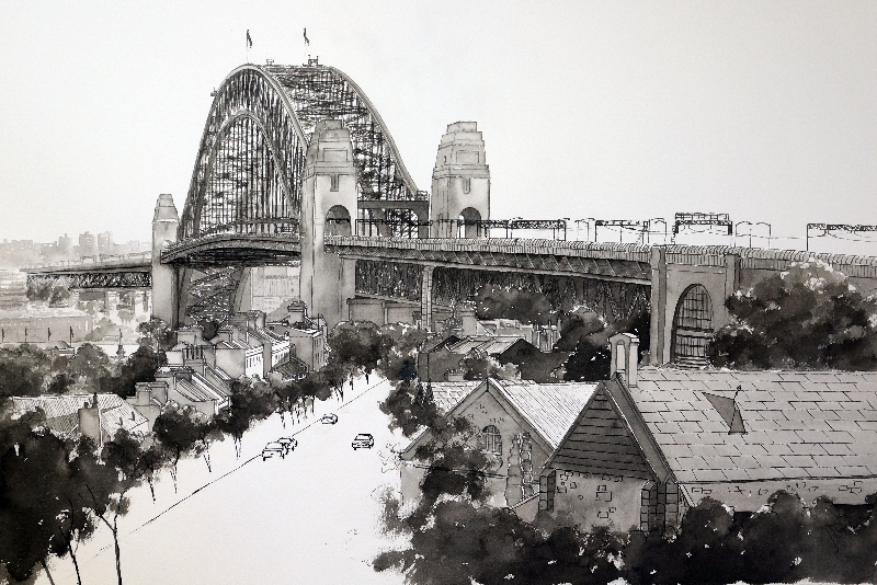 Pen and Ink Drawing of Sydney Harbour Bridge – Pen and Ink Techniques