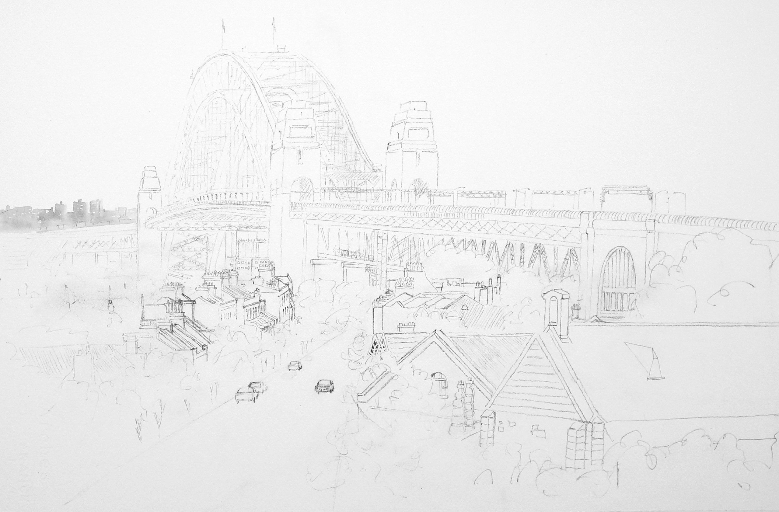 Pen and Ink Drawing of Sydney Harbour Bridge – Pen and Ink Techniques